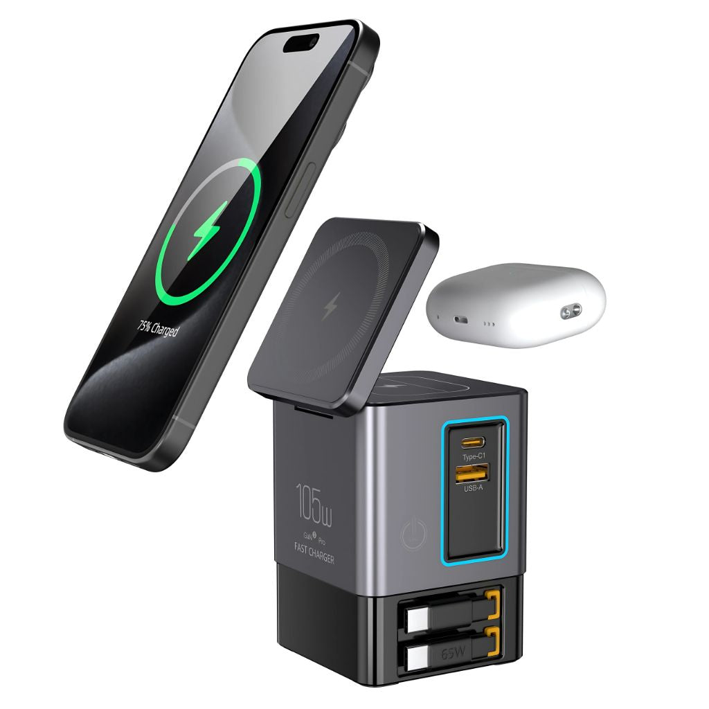6-in-1 MagSafe Charging Station | GaN Fast Charger Tower