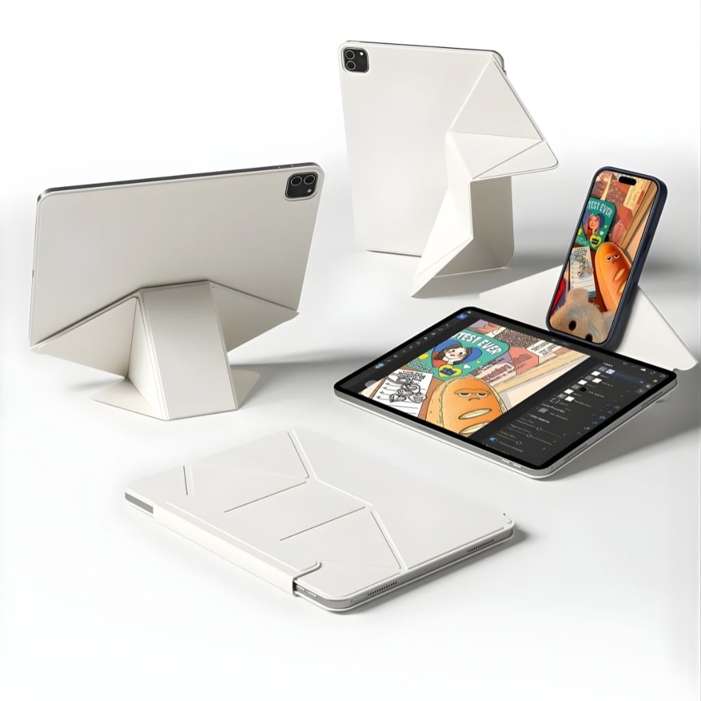 Magnetic iPad Stand Case – Foldable Smart Cover with Pencil Holder